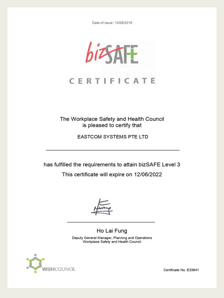 bizSAFE Certification - Eastcom Systems